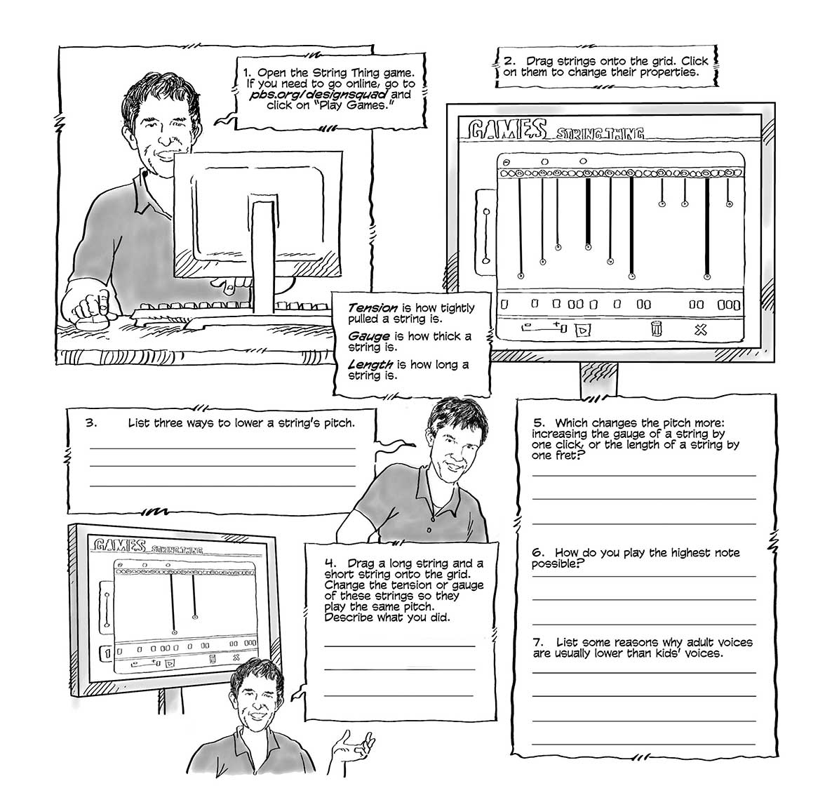 String Things Game On Screen Proccess Illustration